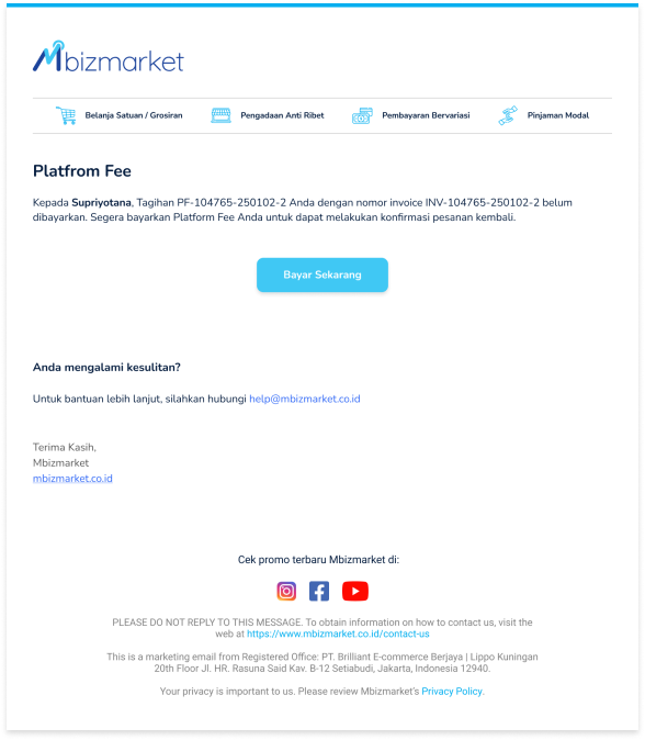 Biaya Layanan (Platform Fee) - Mbizmarket